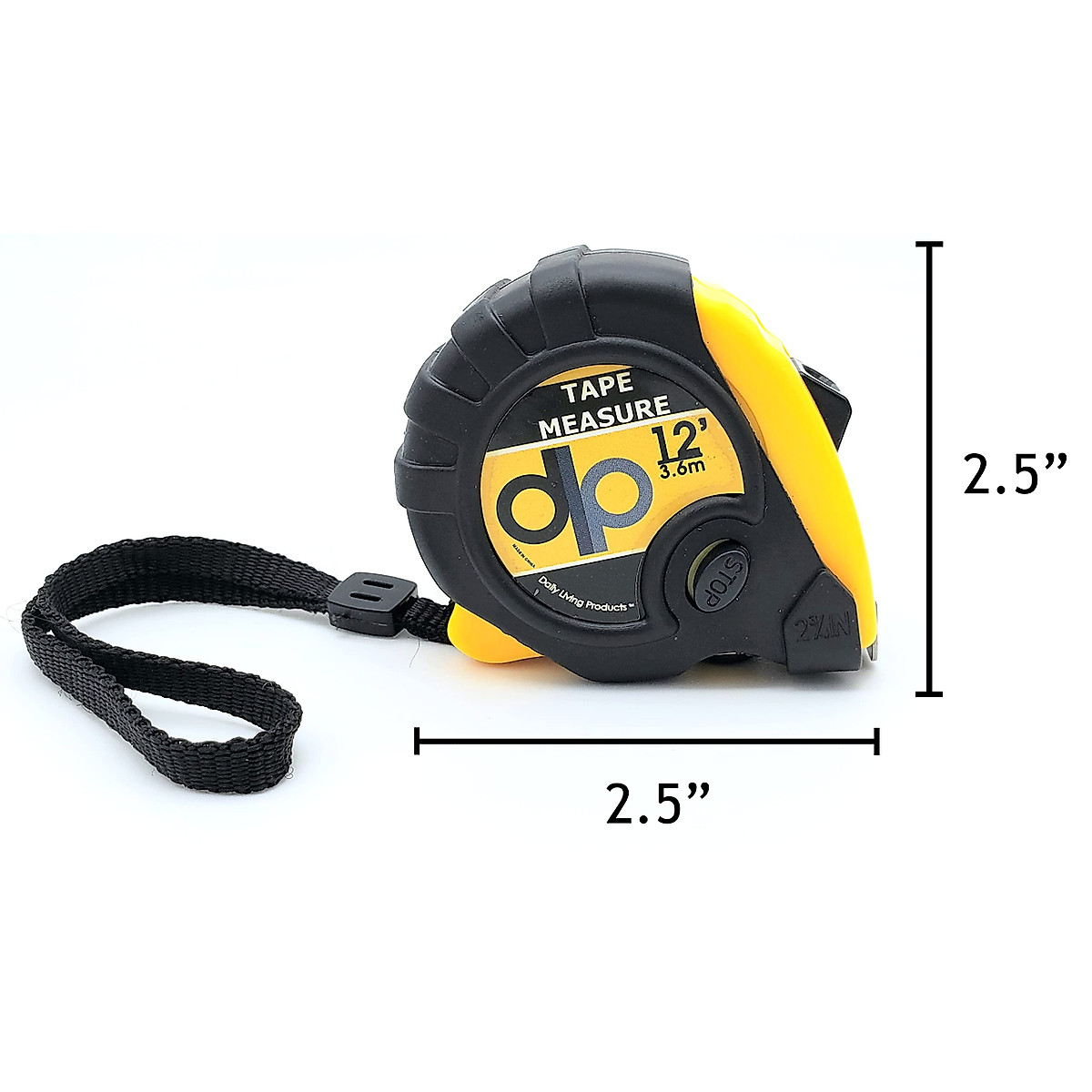 Daily Living Products Small Yellow Tape Measure 3-Pack - Measurement Tape with Standard & Metric - Tape Measure Retractable - Measuring Tape Retractable with Pause Buttons - Easy Read Tape Measures