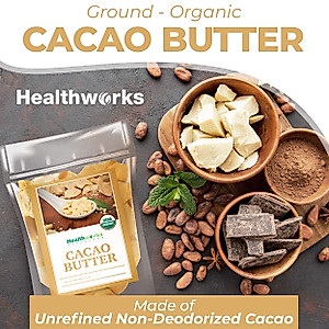 Healthworks Cacao Butter (32 Ounces / 2 Pounds) Organic | Unrefined Non-Deodorized Cocoa | Certified Organic from Peru | Sugar-Free, Keto, Vegan & Non-GMO | Antioxidant Superfood
