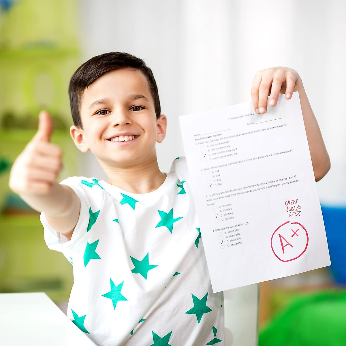 9 Piece Set of Wooden Rubber Teacher Stamps - Classroom Supplies for Grading Homework (Assorted Sizes)