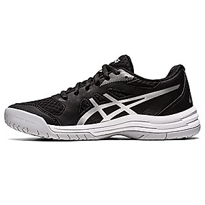 ASICS Women's Upcourt 5 Volleyball Shoes, 8, Black/Pure Silver