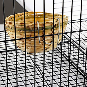VTurboWay 5 Pack Bird Bamboo Nest, Handwoven Natural Bird Cage House Hatching Breeding Cave with Hook, Country-Style for Small Bird Parrot Canary Swallow Finch
