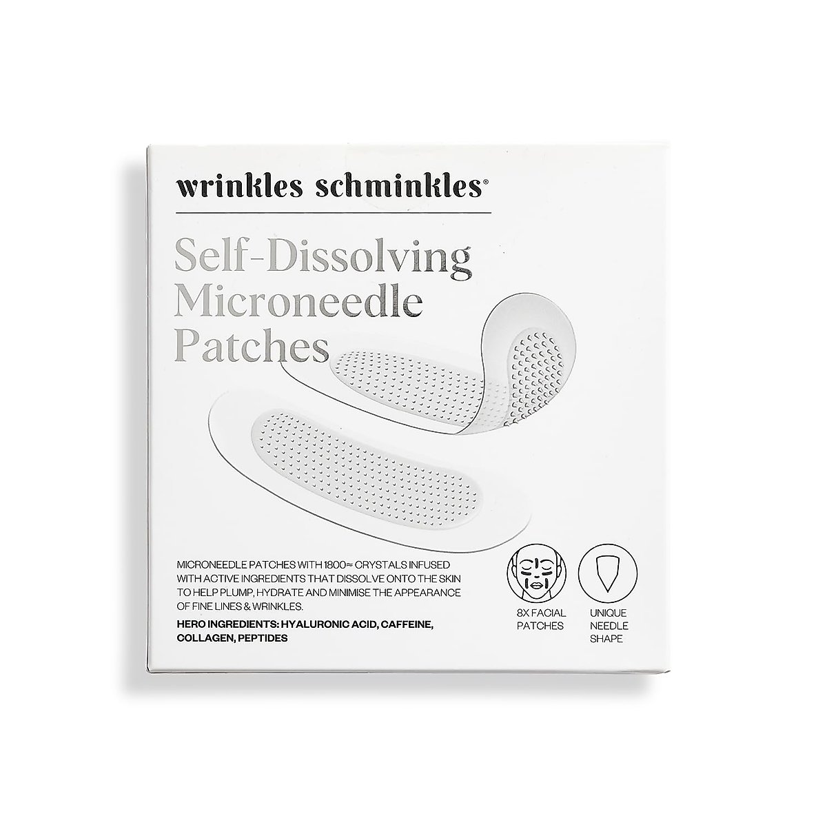 Wrinkles Schminkles Self-Dissolving Microdart Patch for Face - Target & Reduce Wrinkles, Ultimate Facial Hydration and Rejuvenation (4 pairs)