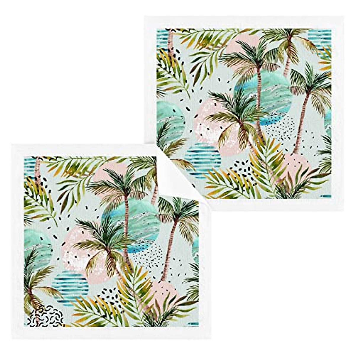 ALAZA Wash Cloth Set Tropical Palm Tree - Pack of 6 , Cotton Face Cloths, Highly Absorbent and Soft Feel Fingertip Towels(226cr8jk)