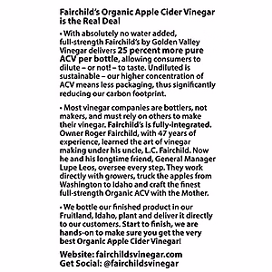 Fairchild's Organic Raw & Unfiltered Apple Cider Vinegar, 32 FZ - Two Pack