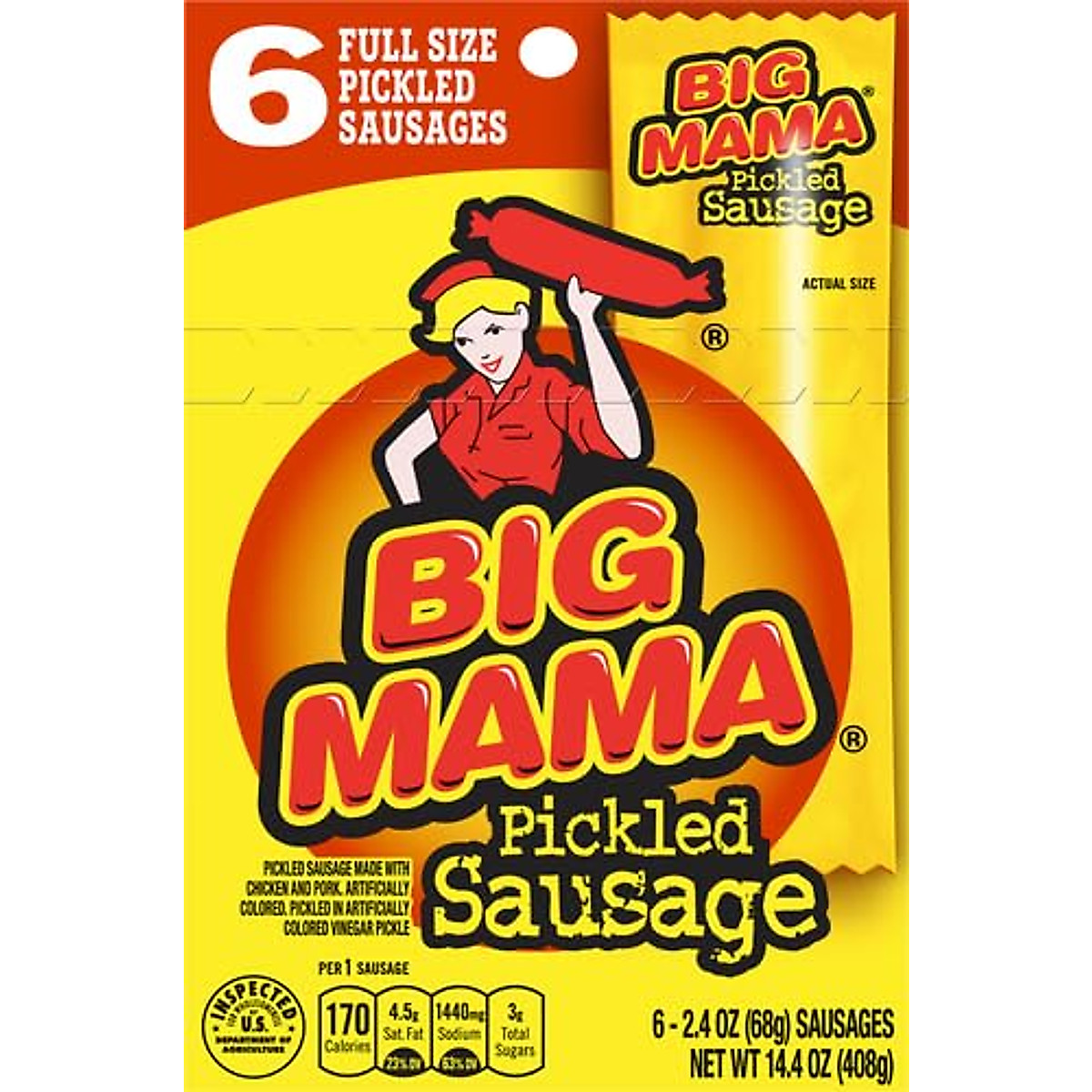 Penrose Big Mama Pickled Sausages, 2.4 Ounce, 6 Pack