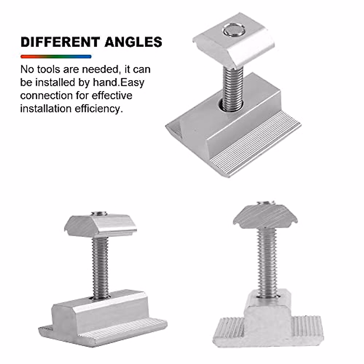 Solar Panel Mid Clamps Panel with Hex Socket Head Cap Bolts Spring Washer and Slider Nut Solar Mid Clamp for Solar Panel Mounting,4 Sets