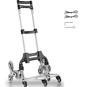 BRLJUNEO Stair Climbing Hand Trucks Dolly Cart, Foldable Shopping Cart with Wheels, Grocery Cart w/Telescoping Handle, 180 Lbs Load Capacity