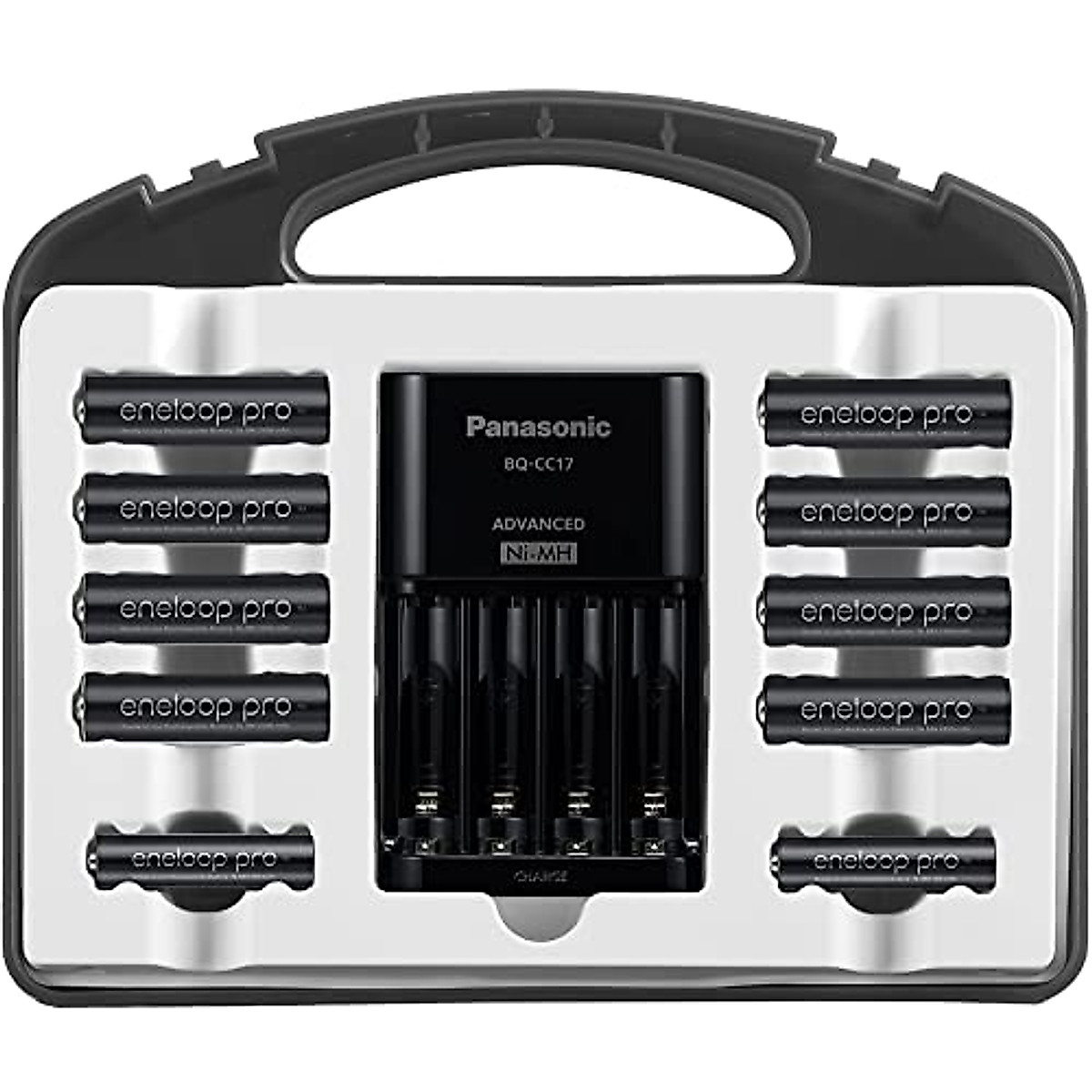 Panasonic K-KJ17KHC82A eneloop pro High Capacity Power Pack, 8AA, 2AAA, with "Advanced" Individual Battery Charger and Plastic Storage Case