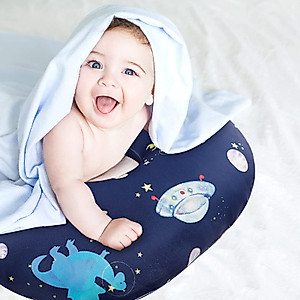 GFU Nursing Pillow Cover, Newborn Breastfeeding Pillow Case for Boys and Girls, Soft Baby Breastfeeding Pillow Slipcover, Fit for Standard Infant Nursing Pillows, Dark Blue Space Dinosaur