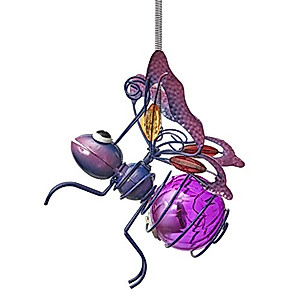 The Lakeside Collection Hanging Flying-Look Solar Bug Decoration for Outdoors - Purple Butterfly