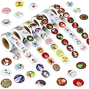 6 Rolls 3000 Pieces Christmas Stickers Round Adhesive Labels Xmas Decorative Stickers Christmas Stickers Labels Roll 1 Inch 48 Designs for Cards Envelopes Boxes