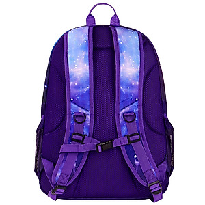 Choco Mocha Purple Backpack for Teen Girls, Travel School Backpack for Girls Middle School Large Bookbag 18 Inch, Galaxy