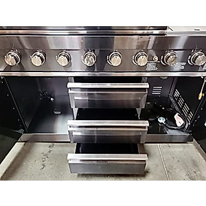 MCP Island Grills Black Stainless Steel 6 Burner 2 Modular Piece Marble Top BBQ Outdoor Electric Propane Grill Kitchen with Refrigerator, Sink, Side Burner, LED Lights on Knobs, & Protective Cover