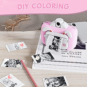 Barchrons Instant Print Digital Kids Camera 3.5 inch Large Screen 1080P Rechargeable Kids Camera for Girls Video Camera with 32G SD Card Gift for 6-12 Years Old