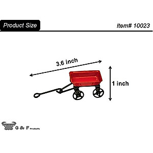 G & F MiniGardenn 10023 Fairy Garden Miniature Little Wagon, Red