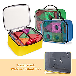 Rexmica 4 Pack Magnetic Tiles Storage Bag, Multifunction Toy Storage Organizer Bag, Magnetic Tiles Travel Bag Case with Visible Top for Magnet Building Tiles, Board Game, Puzzle, Car Toy