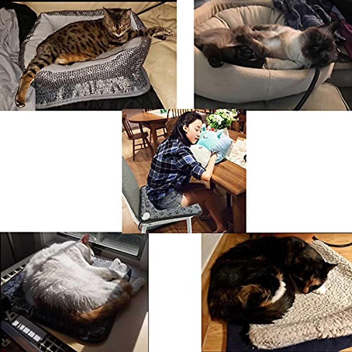 DEOMAN Pet Heating Pad for Small Dogs Cats Heated Bed mat Indoor Electric Cat Heating pad Waterproof Dog Heating pad Chew Proof Cord,Easy Clean