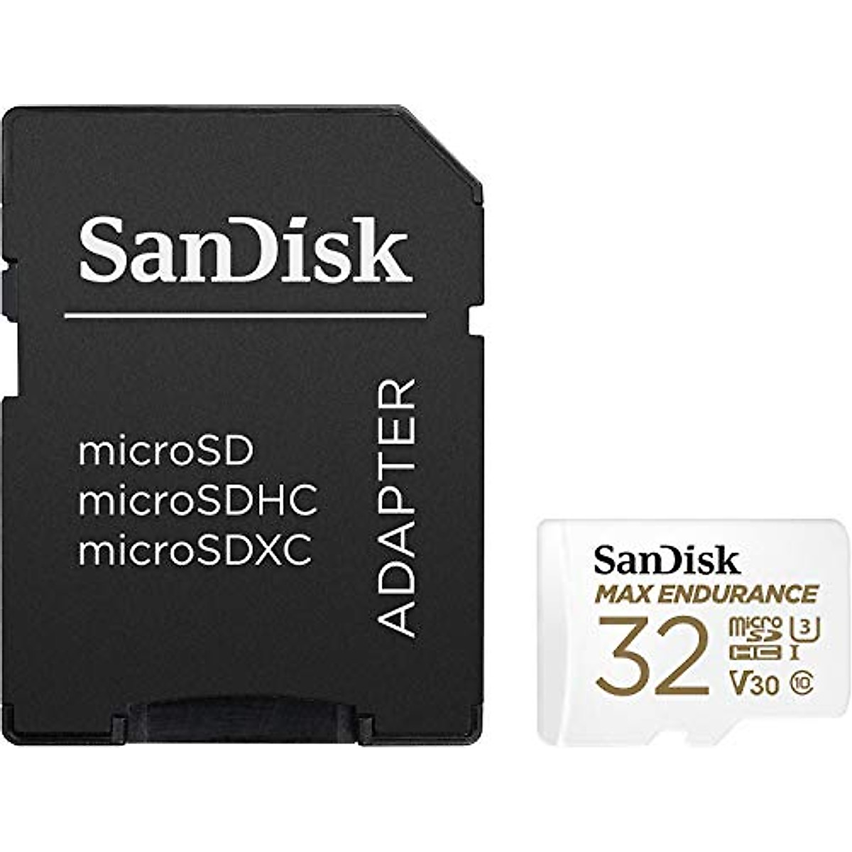 SanDisk 32GB MAX Endurance microSDHC Card with Adapter for Home Security Cameras and Dash cams - C10, U3, V30, 4K UHD, Micro SD Card - SDSQQVR-032G-GN6IA