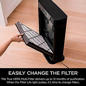 Shark HE402 Air Purifier 4 True HEPA Cleans up to 1000 Sq. Ft., Captures 99.98% of Particles, dust, allergens, Smoke, 0.1–0.2 microns, Advanced Odor Lock, Quiet, 4 Fan, Charcoal Gray