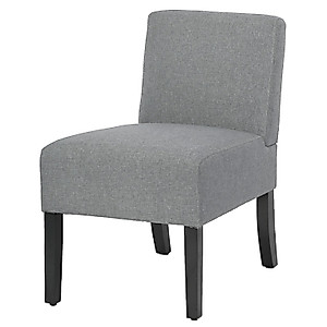 PayLessHere Living Room Chairs,Modern Armless Accent Chairs with Solid Wood Legs, Slipper Chair Makeup Vanity Chair Fabric Comfy Upholstered Arm Chair Accent Chair Side Chair for Living Room, Grey