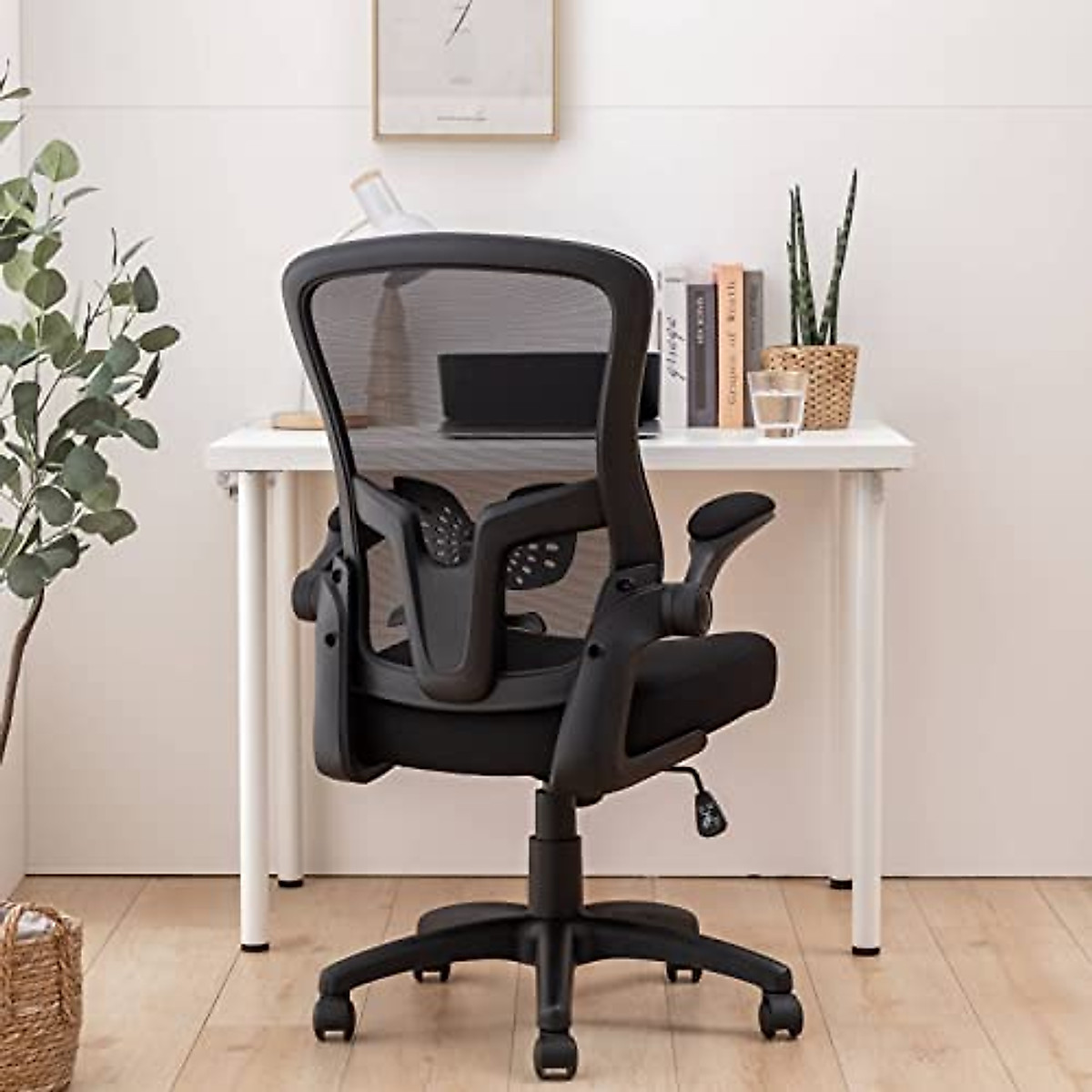 Chairelax Mesh Home Office Chair, Ergonomic Desk Chair Mid-Back Mesh Computer Chair Adjustable Lumbar Support and Flip-up Armrests Comfortable Executive Adjustable Rolling Load up to 300Lbs