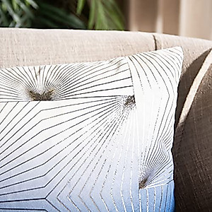 Safavieh Home Collection Loran Art Deco 12 x 20-inch Navy/Grey Decorative Accent Pillow PLS7145B-1220, 12"x22"