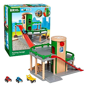 BRIO World 33204 Parking Garage - Ultimate Toy Train Accessory | Interactive Play | Compatible with All BRIO Train Sets | FSC Certified Wood Material | Ideal for Kids Age 3 and Up