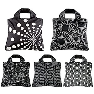 Envirosax Reusable Bag Polyester Shopping Grocery Tote Bags Set of 5 Monochromatic Designs Water Resistant