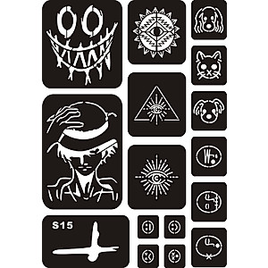 Kotbs 6 Sheets Henna Tattoo Stencil Kit, 52pcs Cross Sword Arrow Patterns Temporary Glitter Airbrush Tattoo Stencils Arabian Tattoo Stickers for Face Paint Body Art