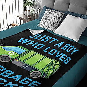 Jojizaio Custom Throw Blanket Just A Boy Who Loves Garbage Truck with Your Text Custom Throw Blanket with Your Text Personalized Blankets Best Gifts for Kids, Friends 40"x30" Extra Small