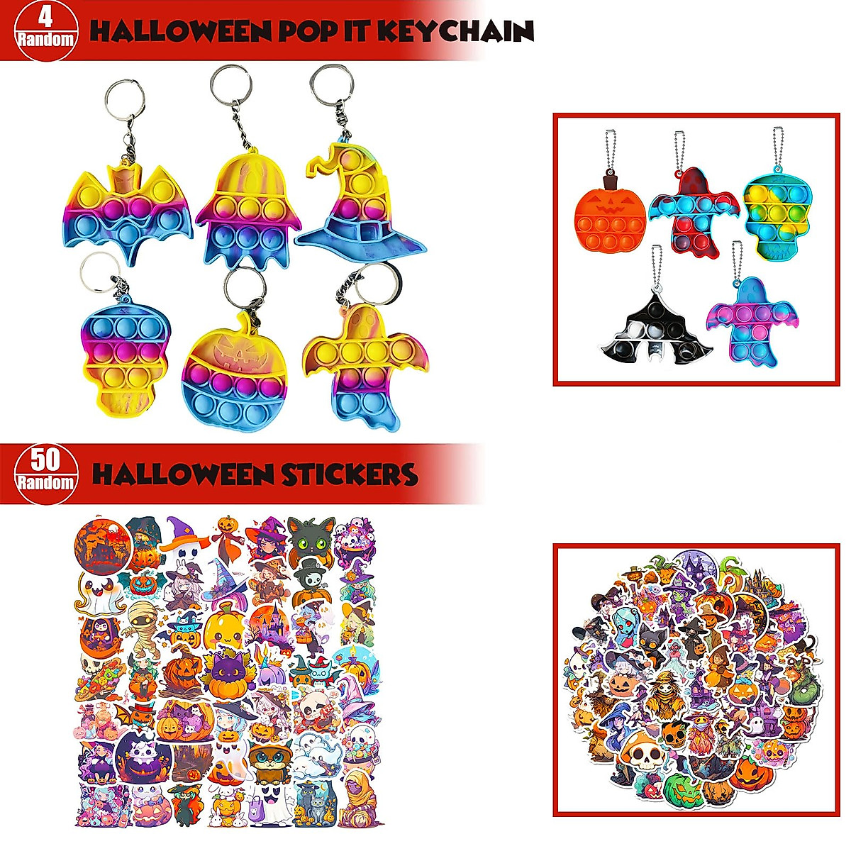 MSOOIIO Premium Halloween Party Favors Toys for kids,58PCS Cute Halloween Themed Toys, Assortment Kids Trick or Treat Party Favors Supplies,Treat Bag Stuffers Goody Bag Filler Halloween Treats Prizes
