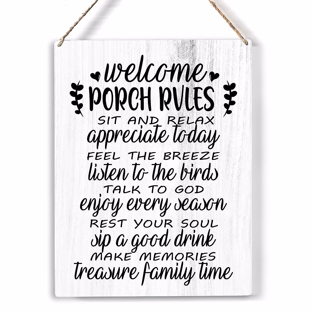 Welcome Porch Rules Sit and Relax Wood Sign Porch Wooden Signs Rustic Hanging Plaque Home Wall Art 8" x 10" Sign Wall Decor for Home