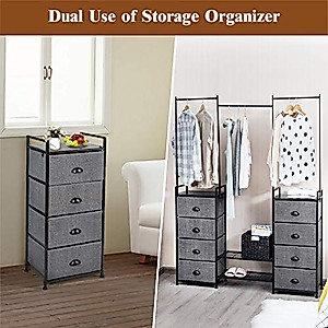 Tangkula Clothing Rack with 8 Fabric Drawer Shoe Rack, 3 in 1 Portable Closet Organizers and Storage with Metal Clothes Rails, Open Dresser Wardrobe Closet with Garment Rack for Bedroom Cloakroom