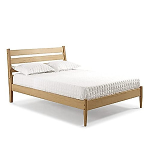 Camaflexi MidCentury Platform Bed / Solid Wood / No Box Spring Needed, Mattress Support: 12 Slats, 3 Center Supports and 2 Support Legs/ Scandinavian Oak, Queen.