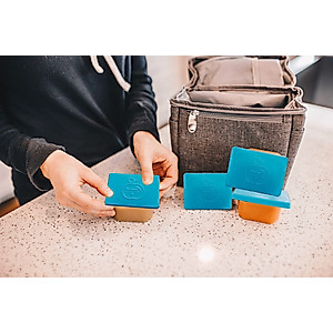 Oodies Baby Food Lids-Blue 3 Pack-Reusable and Dishwasher Safe-BPA Free-Compatible with Gerber Baby Food Containers