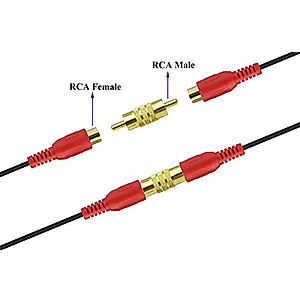 AAOTOKK RCA Coupler Connector Gold Plated RCA Male to Male RCA Adapter Extension AV/TV Audio Video Cable Metal Connector (5 Pack)