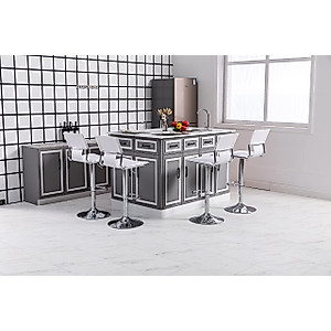 Sidanli White Adjustable Swivel Counter Bar Stool Chairs with Back (Set of 2)