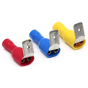 Baomain 1/4" Piggyback Spade Crimp Terminal Connector 0.5-6.0mm² 22-10 AWG Pack of 100