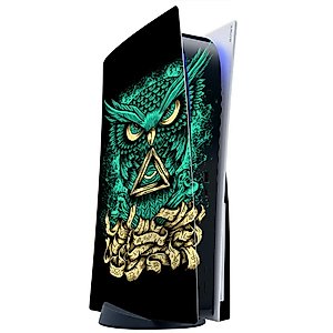 ITS A Skin Skins Compatible with Sony Playstation 5 Console Disc Edition - Protective Decal Overlay Stickers wrap Cover - Awesome Owl Evil