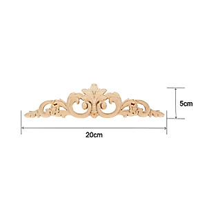 MUXSAM Carved Wood Appliques Onlays, Long Wooden Decals Trim Molding Rosette Inlays for Door Wall Mantel Cabinet Door Dresser Closet Mirror Decoration Furniture Transfer(1-Pack, 20x5cm/7.9" x2)