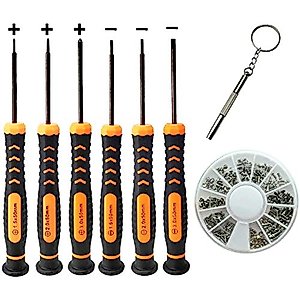 Hscakee Eyeglass Repair Kit with 6 PCS Flathead and Phillips Screwdrivers and Glasses Screws for Glasses, Eye Glass, Sunglass Repair