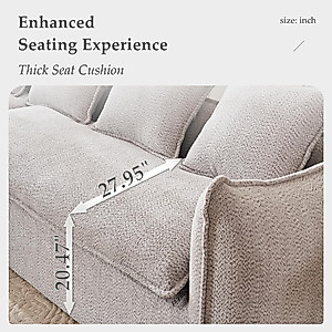 L Shape Modular Sofa Couch, Deep Seat Cloud Couch, No Assembly Required Sofa Set, Crocheting Chenille Fabric, 3-Seater Comfy Cloud Couches for Living Room Apartment Office-Grey