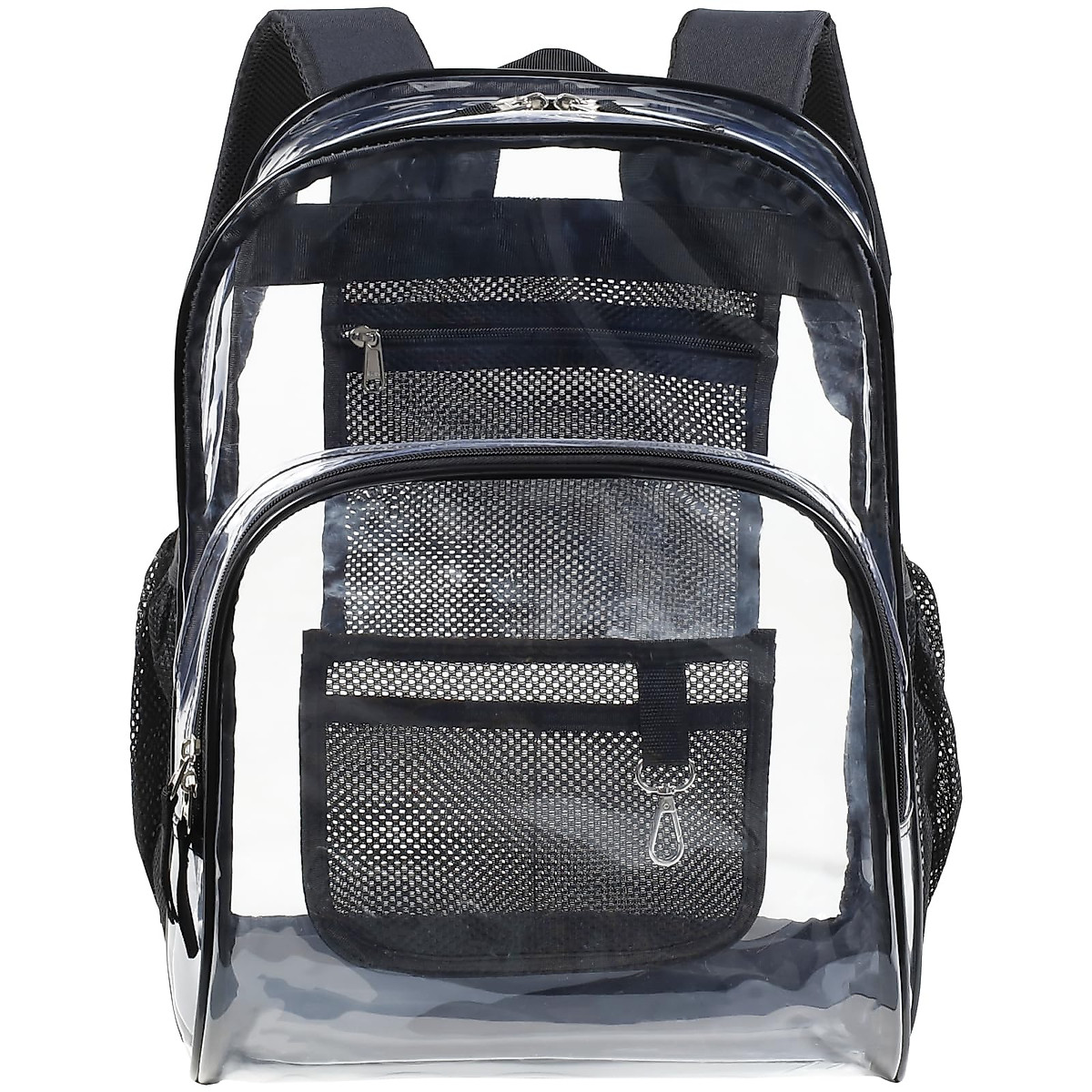Cambond Clear Backpack, Heavy Duty Transparent Backpacks for Adults Reinforced Straps See-Through Bag for School and Work（Black）