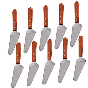 Wooden Handle Stainless Steel Pizza Shovel,10 inches DIY Baking Tools, Cake Cooking Shovel, Cheese Shovel，Pie Cake Holder Triangular Spade Server for Cakes Shovel Baking Flipper (10)