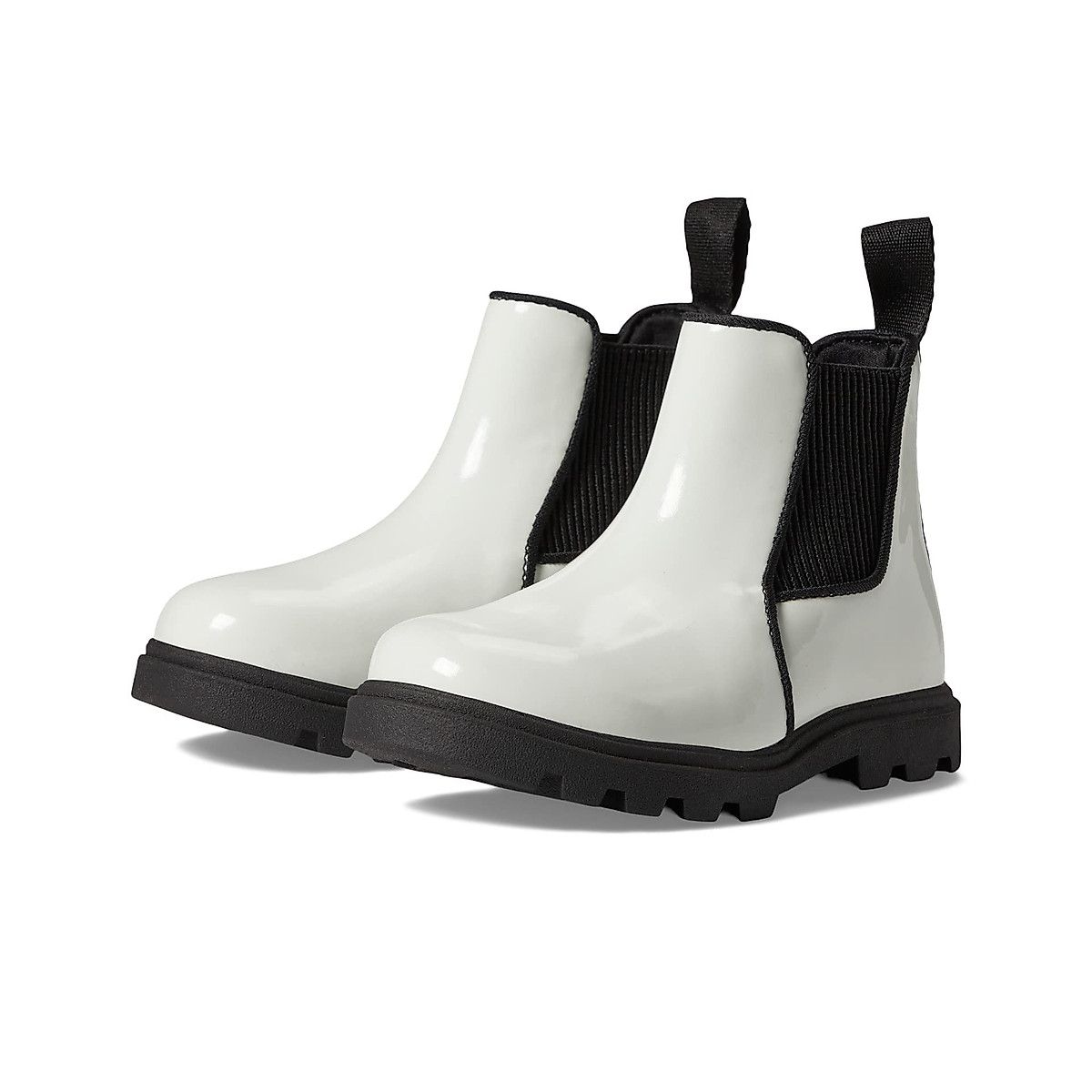 Native Shoes Kids Kensington Treklite Gloss Boots for Toddlers - Textile Lining, Synthetic Upper, and Round Toe Silhouette Shell White Gloss/Jiffy Black 8 Toddler M
