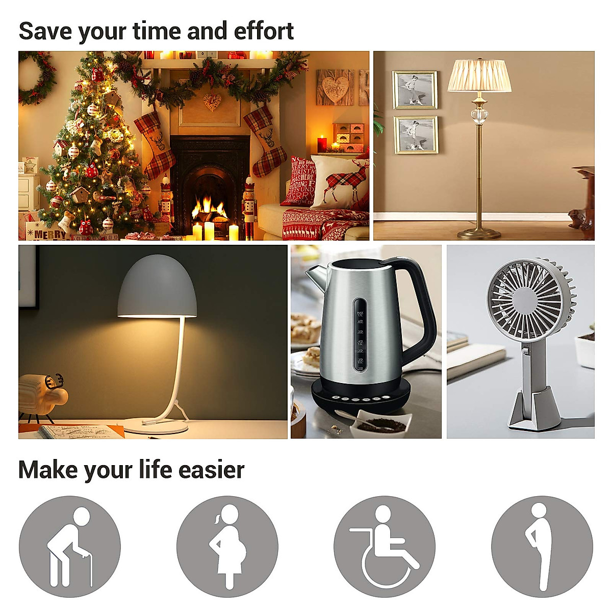 DEWENWILS Remote Control Outlet Plug Wireless On Off Power Switch, Programmable Remote Light Switch Kit, 100ft RF Range, Compact Design, ETL Listed, White (2 Remotes + 5 Outlets Set)