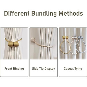 Magnetic Curtain Tiebacks 2 PackRope Decorative，Curtain Tie Backs Holdbacks Holders Hooks Clip Buckles for Curtains Drapes, Curtain Ties for Home Bedroom Office Decorative Curtain (Black)