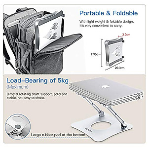 Laptop Stand, MISOTT Ergonomic Adjustable Laptop Stand, 2 in 1 Computer Stand Tablet Stand, Stand for Laptop Compatible with 10-15.6" Laptops and Tablets(Aluminum, Silver)