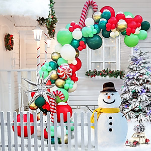 CboDeco Christmas Balloon Garland Arch Kit with 125pcs Balloons (Red, Green, White) for Christmas Party Decorations