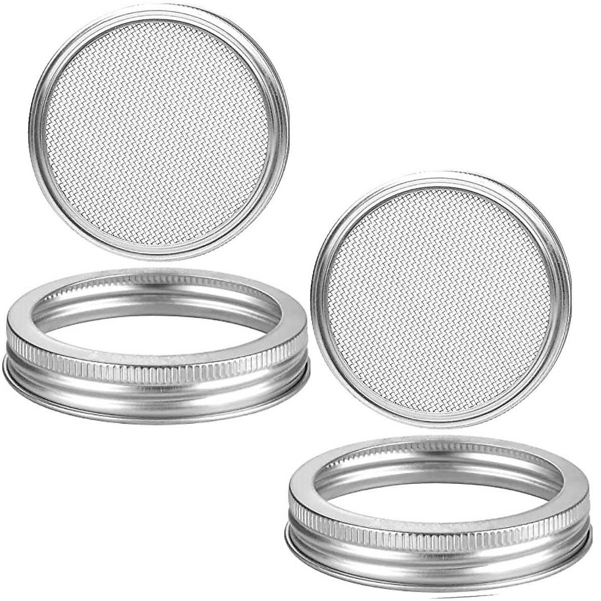 2PCS Stainless Steel Sprouting Lids – Regular Mouth Mason Jars Lids for Germination Kit Mason Jar Mesh Lids for Sprouts Grow Kit Sprouting Jar Lids for Growing Broccoli Alfalfa Mung Bean Sprouts
